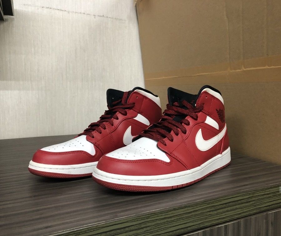 Nike Air Jordan 1 Mid Red White Sneakers Shoes Original Authentic 100% ...