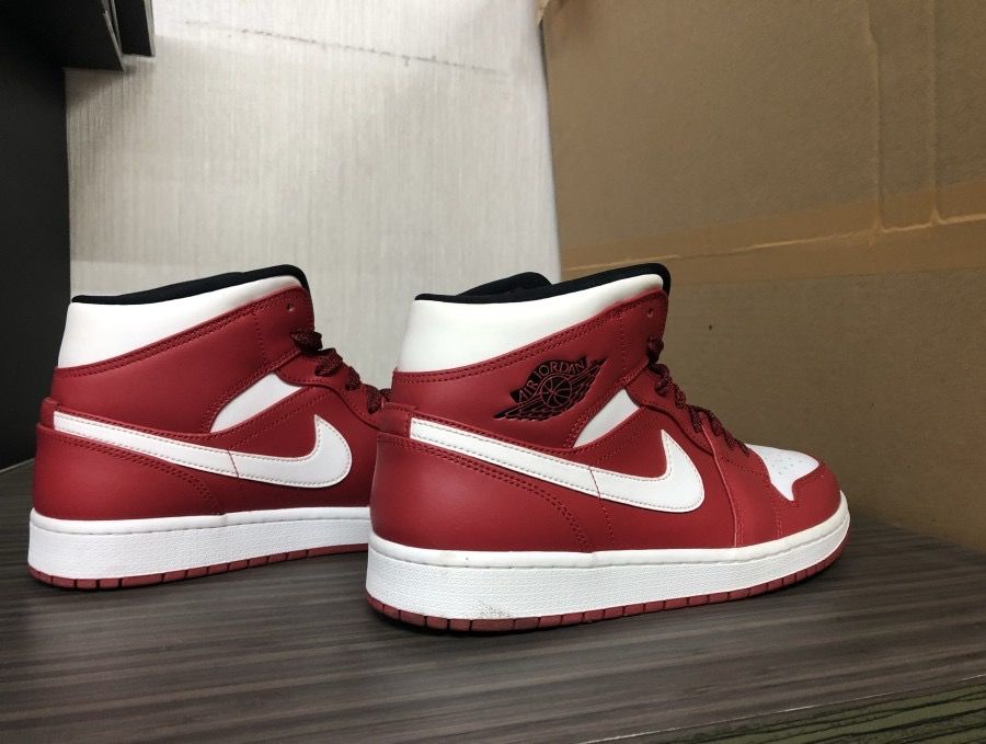 Nike Air Jordan 1 Mid Red White Sneakers Shoes Original Authentic 100% ...