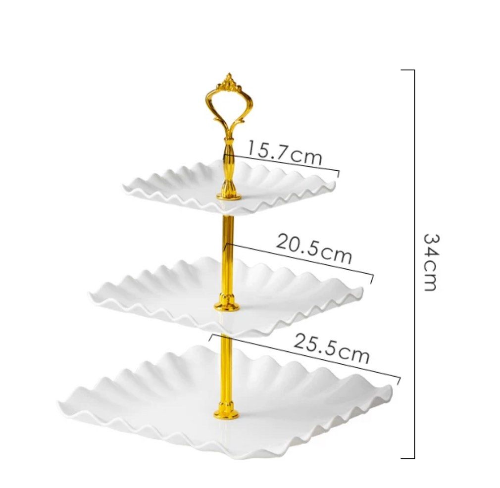 PLASTIC Three tier square cake stand party fruit dessert plate ...
