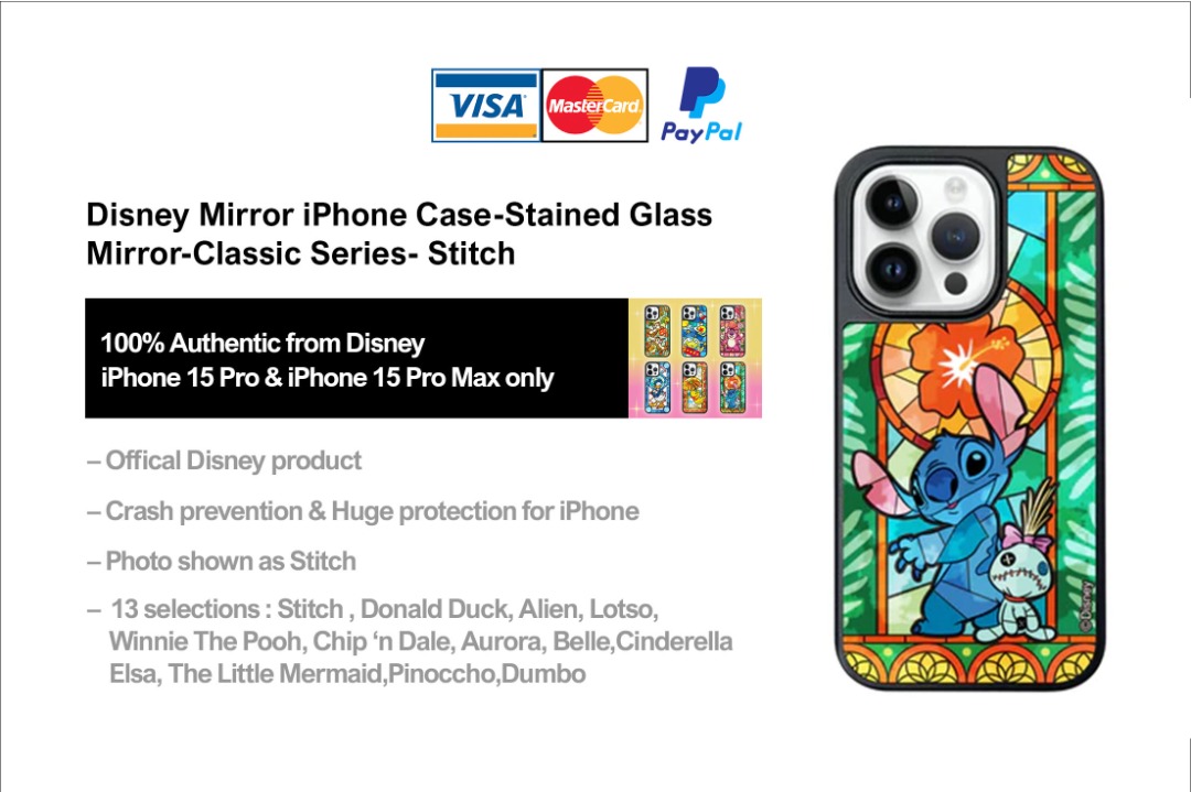 [Stitch] iPhone 15 Pro & Pro Max Disney Mirror Case-Stained Glass ...