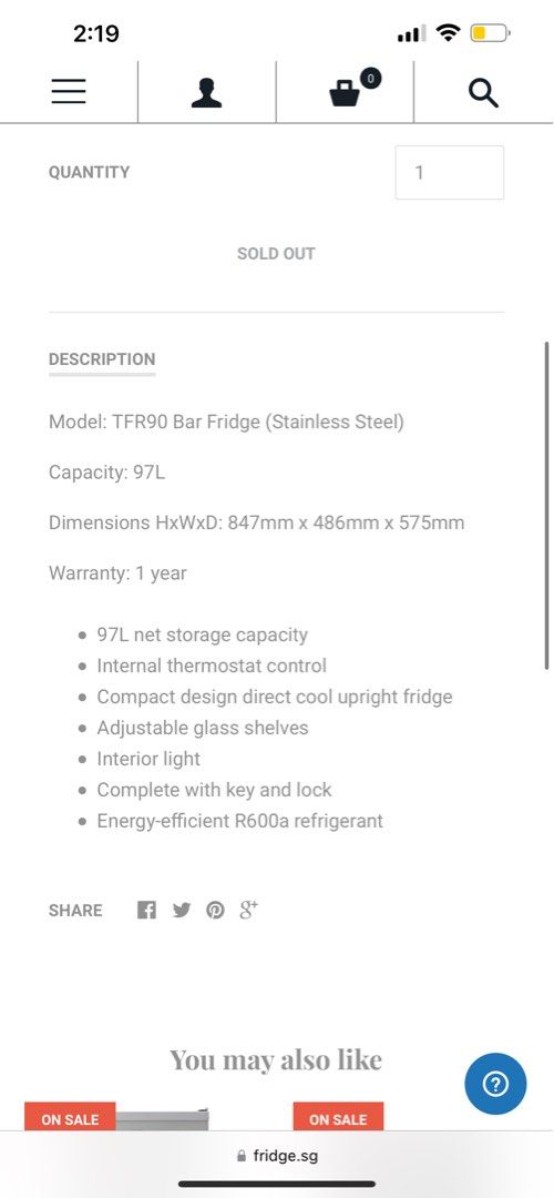 Tecno bar fridge, TV & Home Appliances, Kitchen Appliances ...