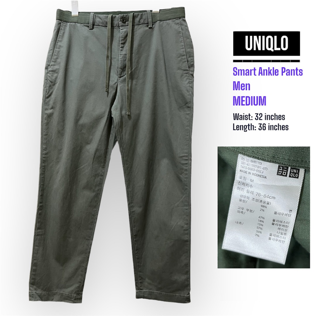 UNIQLO Smart Ankle Pants, Men, Medium, Men's Fashion, Bottoms, Trousers on Carousell