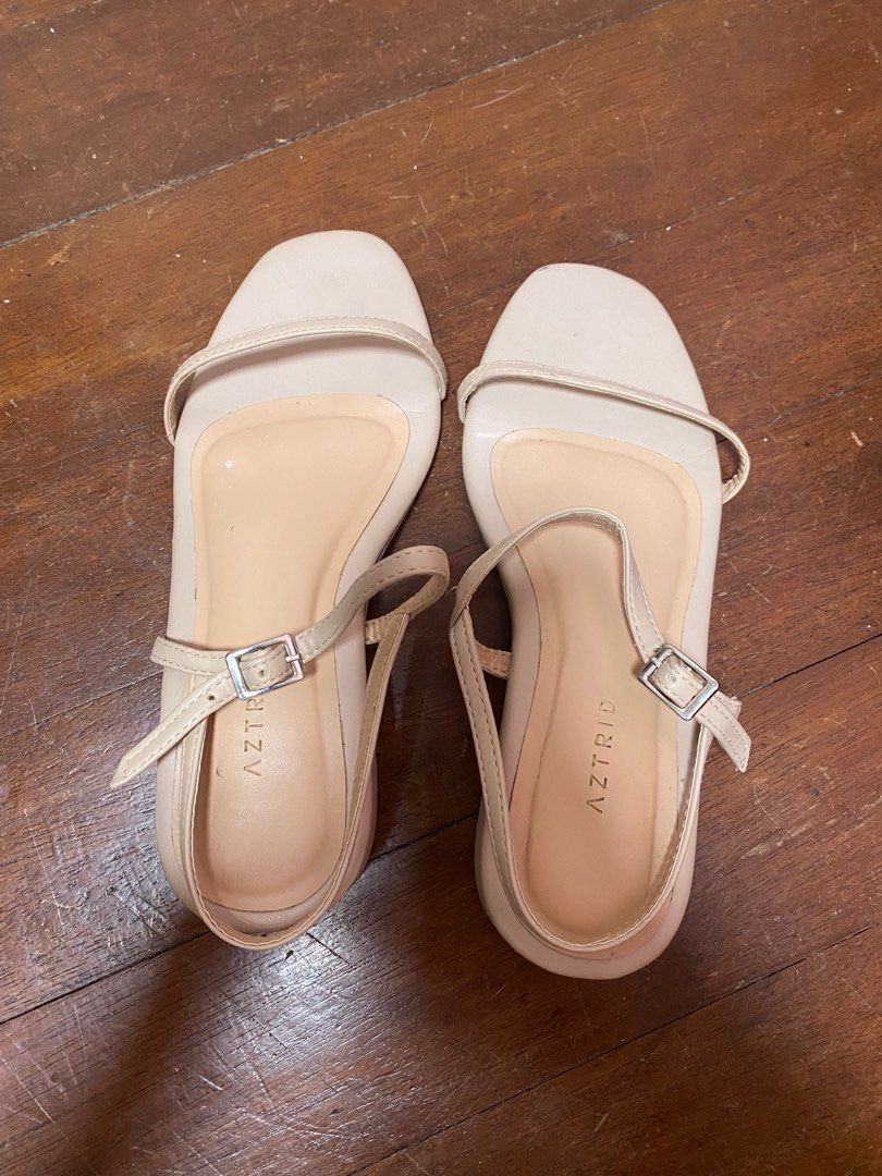 Aztrid Block Heels in Nude, Women's Fashion, Footwear, Heels on Carousell