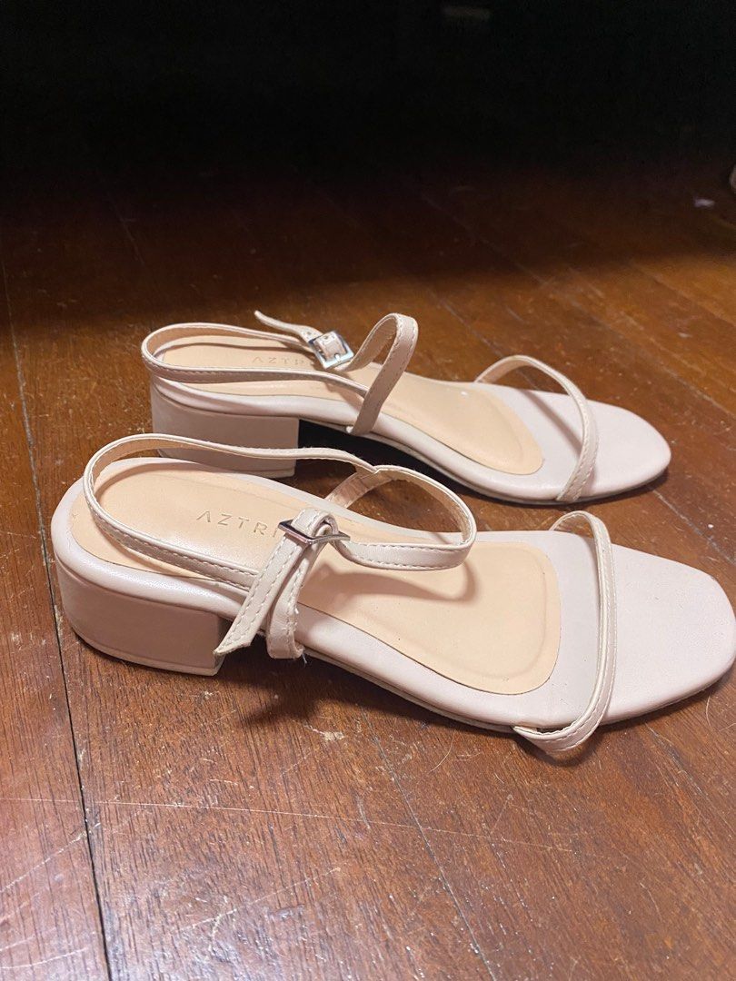 Aztrid Block Heels in Nude, Women's Fashion, Footwear, Heels on Carousell