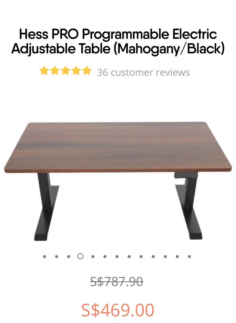 Hess PRO Programmable Electric Adjustable Table (Mahogany/Black) on ...