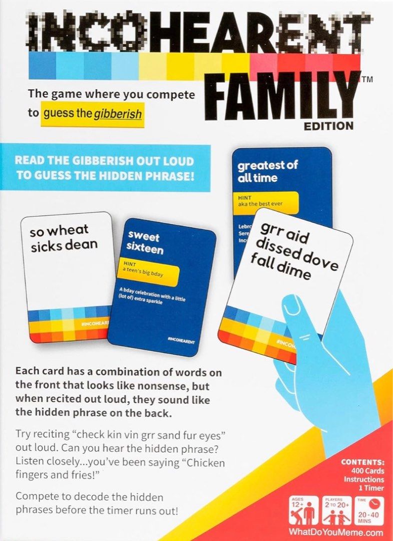 Incohearent Family Edition Guess The Gibberish Family Game Board Game ...