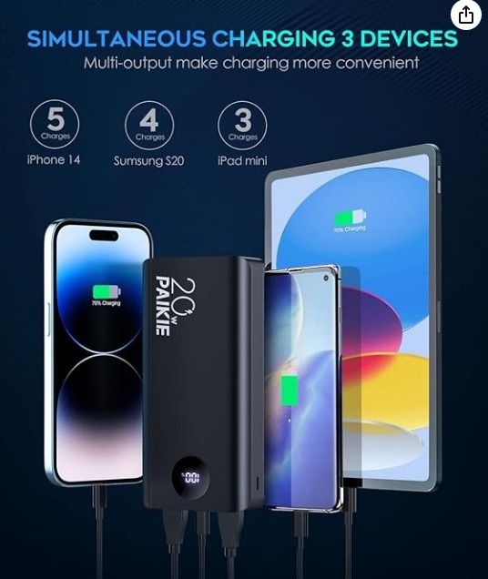 PAIKIE Power Bank PD 20W Fast Charging Battery Pack with USB C ...