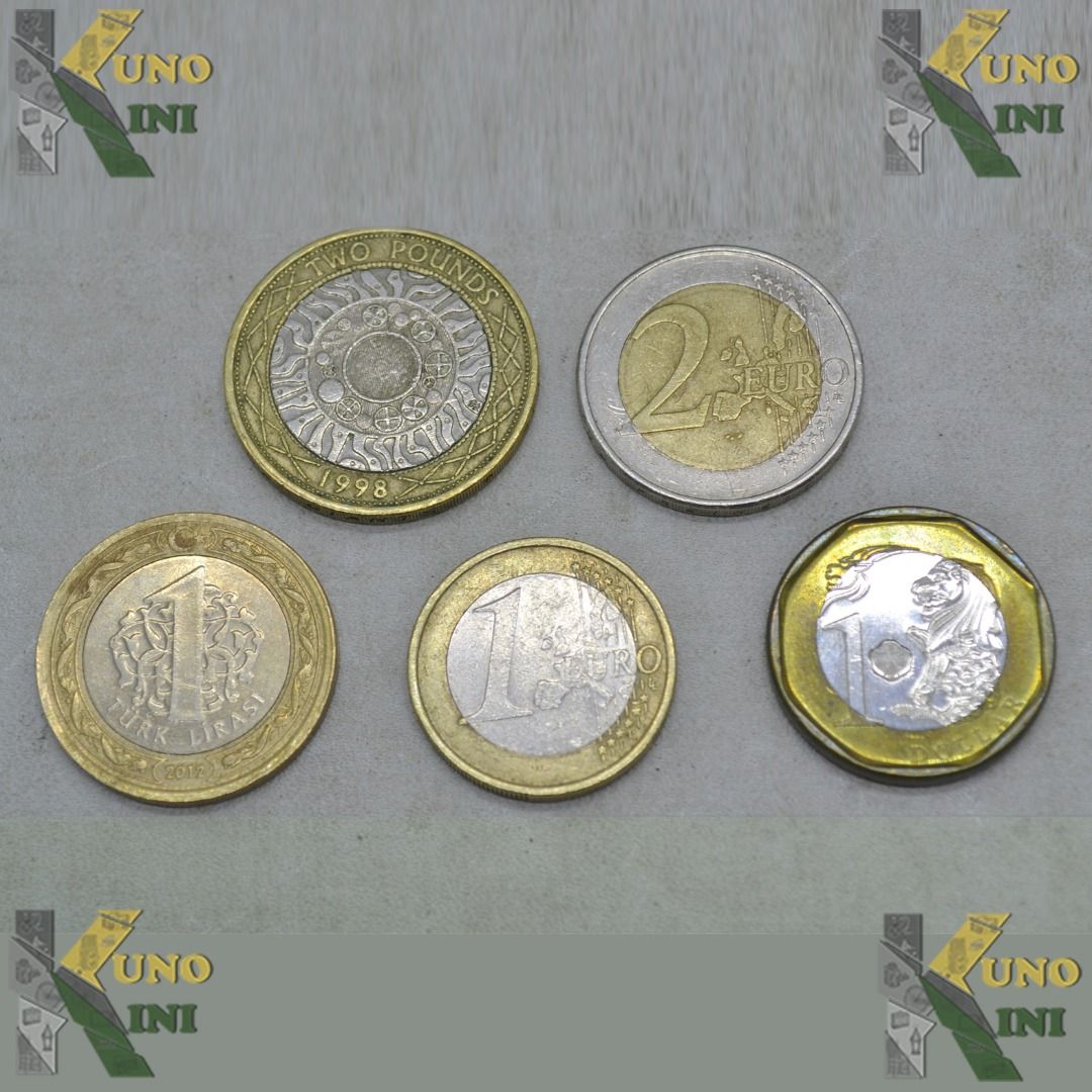 PAKET KOLEKSI SET KOIN BIMETAL DUA WARNA BERBAGAI NEGARA, 9 koin, Antik ...