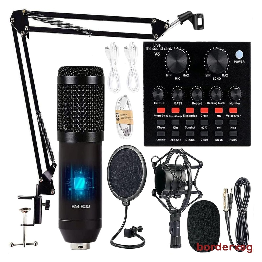 Podcast Equipment Bundle, BM-800 Mic Kit with Live Sound Card ...