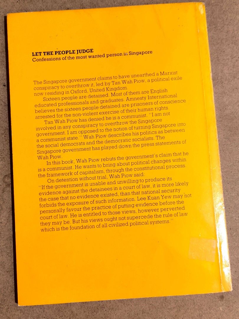 Tan Wah Piow Let The People Judge Confessions Of The most Wanted person ...