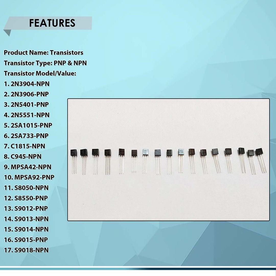 TRANSISTOR ASSORTMENT KIT PNP NPN (1-PC per ORDER) FOR GENERAL PURPOSE ...