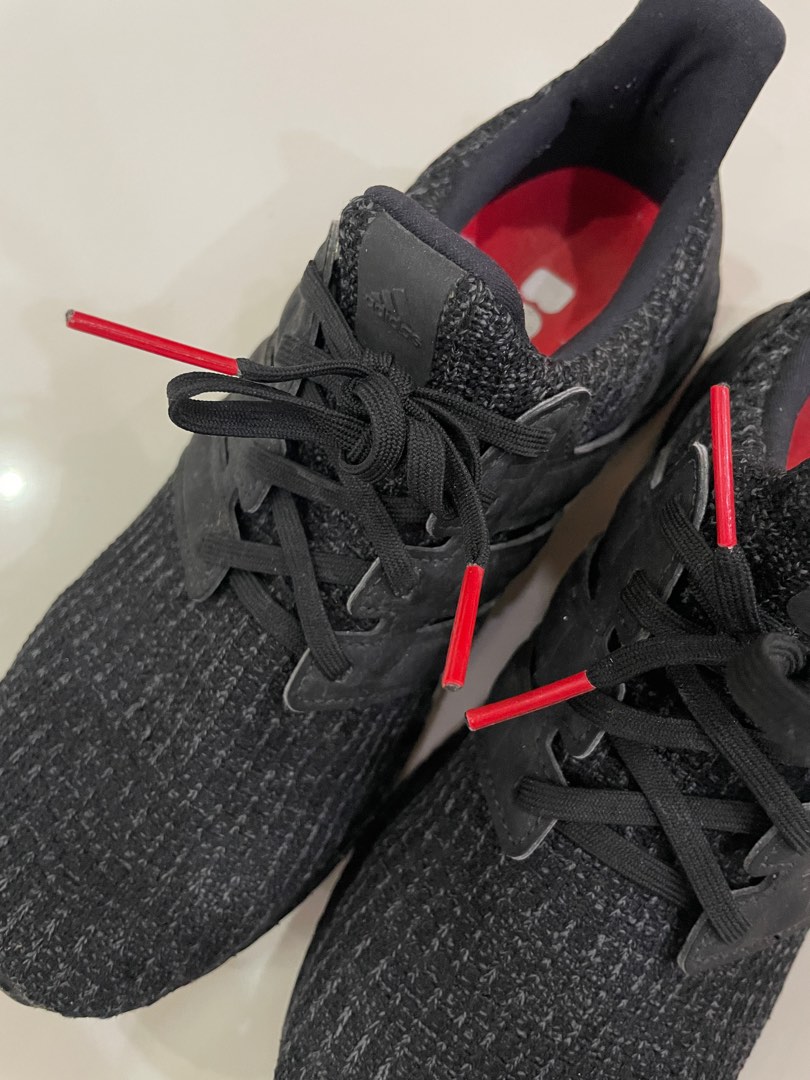 Ultraboost triple black with red lace, Men's Fashion, Footwear ...
