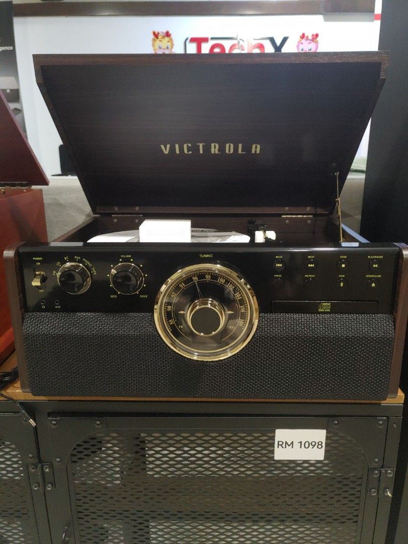 Victrola Empire Mid-Century 6-in-1 Turntable with 3 Speed Record Player ...