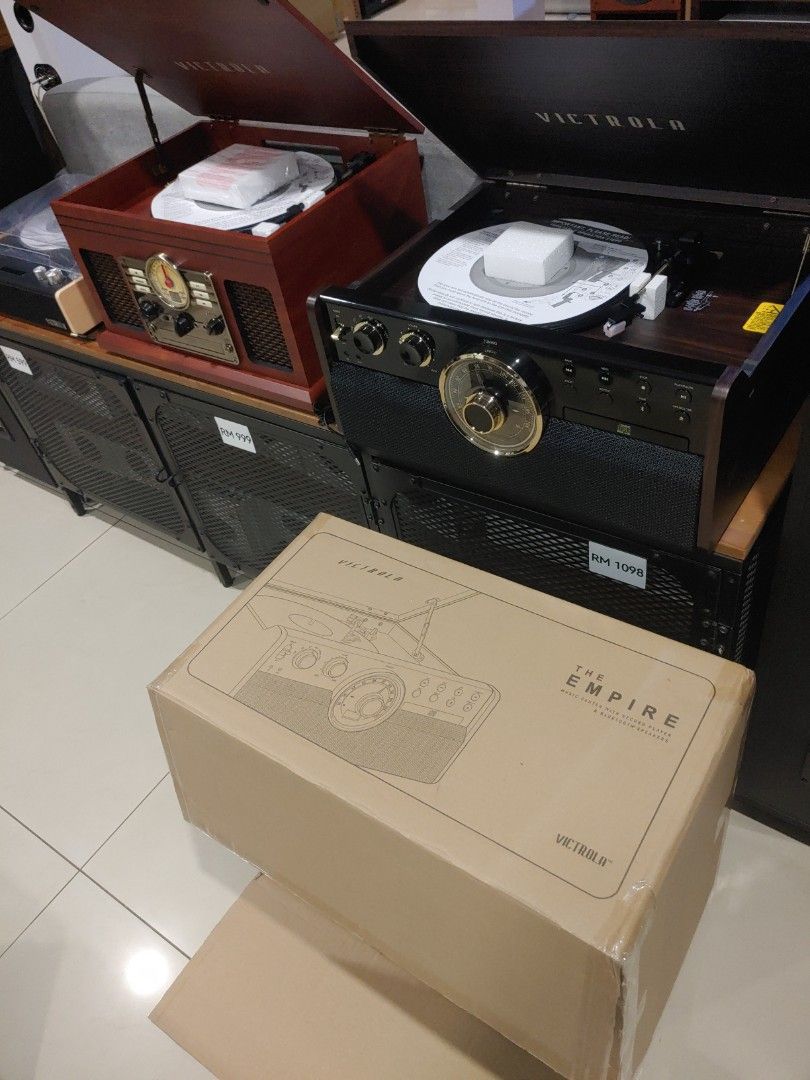 Victrola Empire Mid-Century 6-in-1 Turntable with 3 Speed Record Player ...