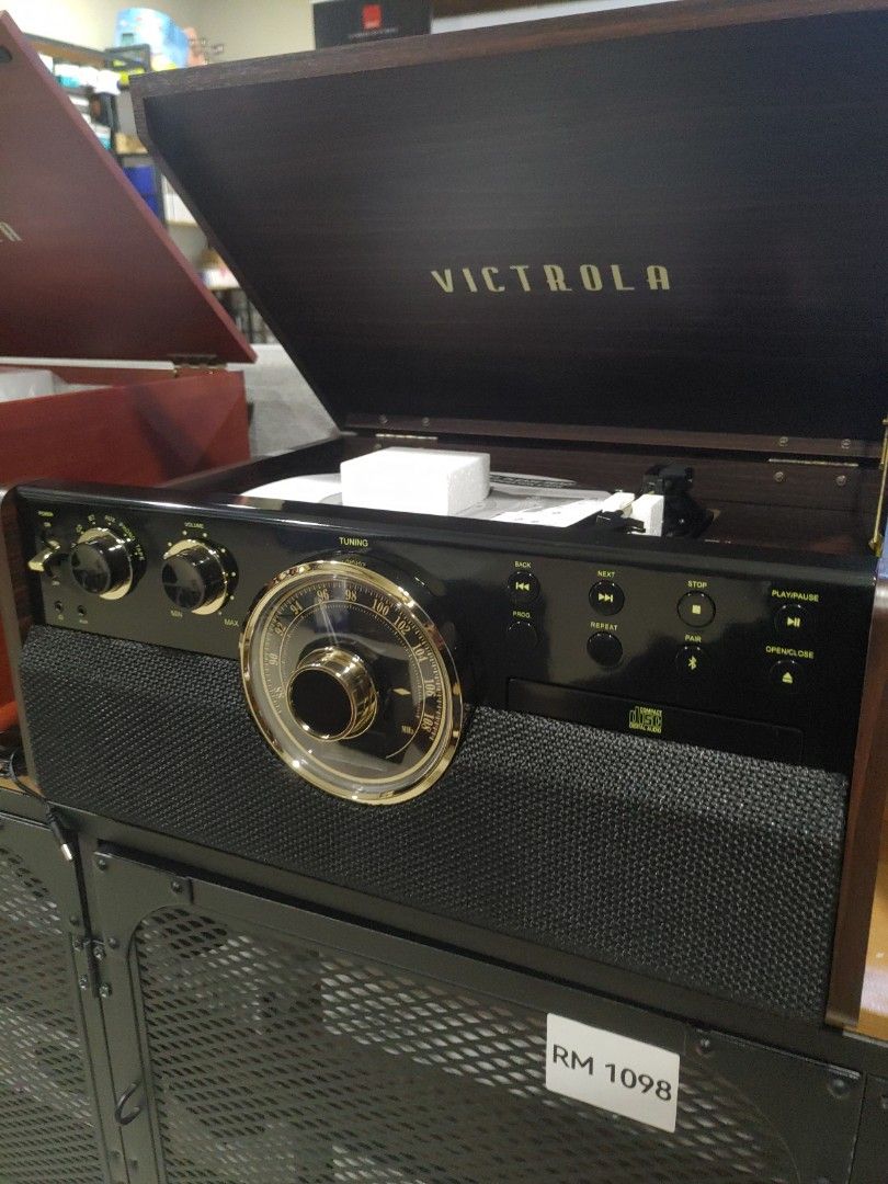 Victrola Empire Mid-Century 6-in-1 Turntable with 3 Speed Record Player ...