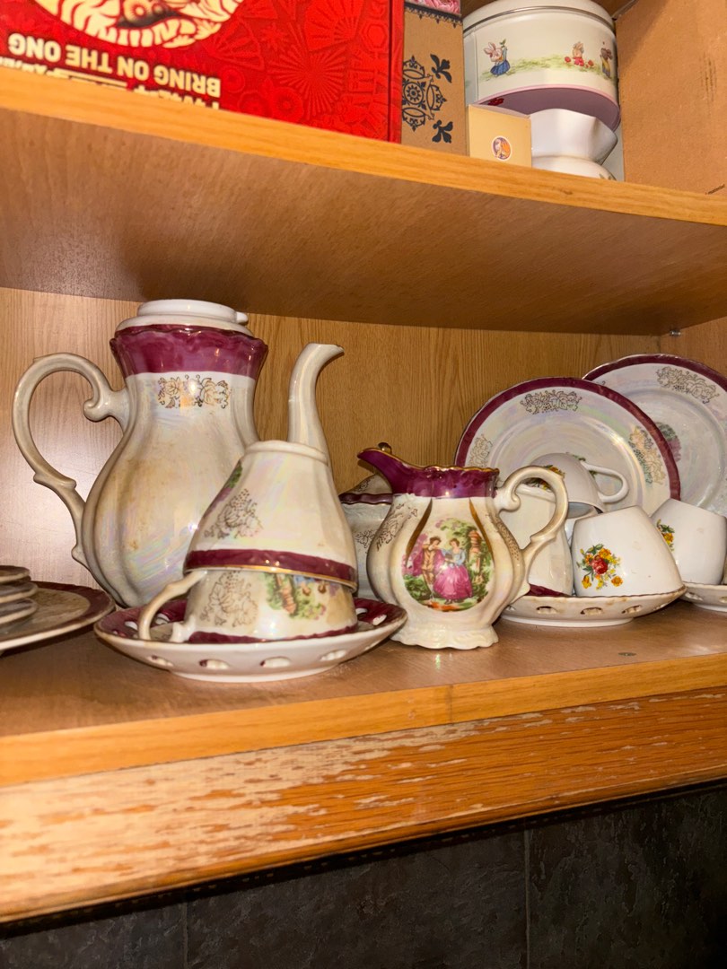 Vintage victorian retro teapot plates set, Furniture & Home Living ...