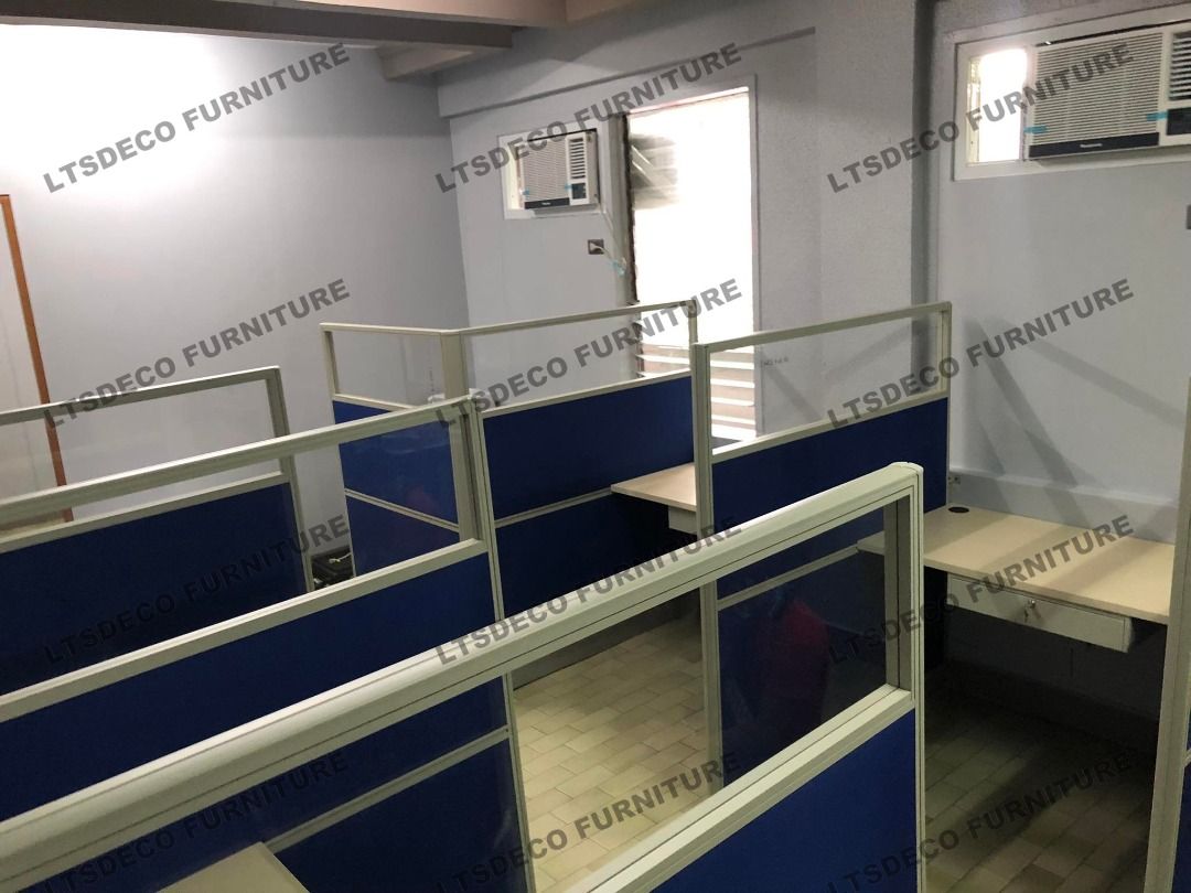 workstation bpo table office partition with glass panel modular cubicle ...