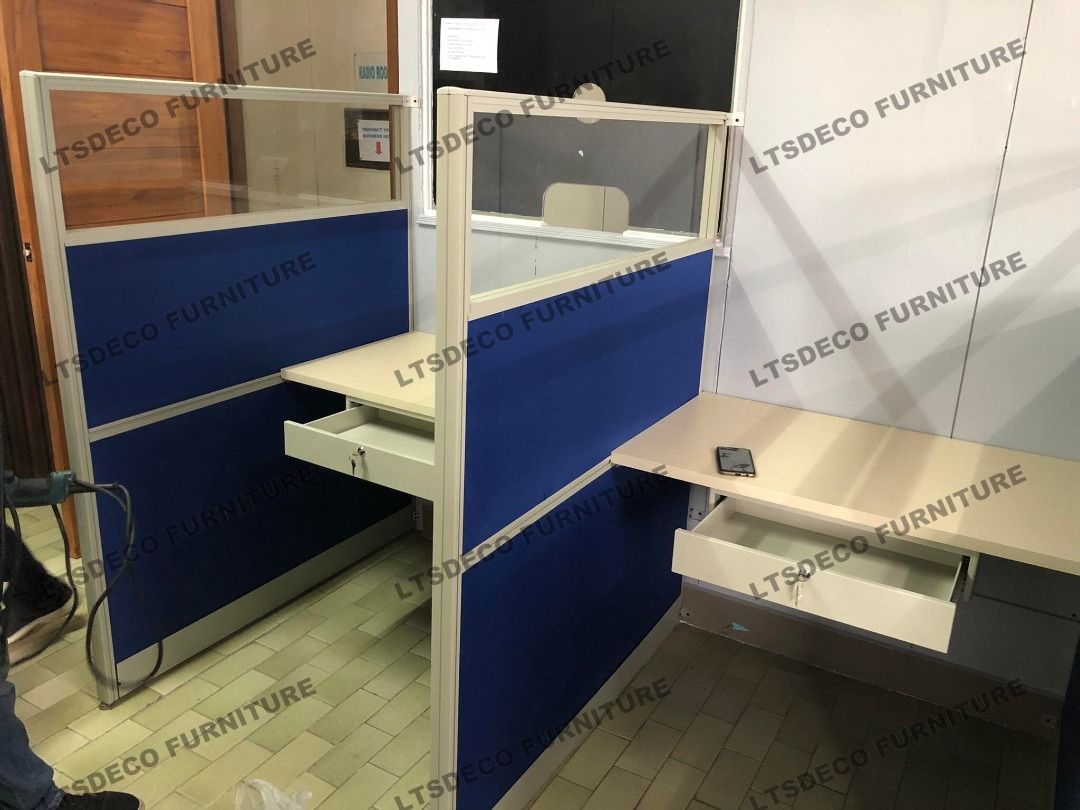 workstation bpo table office partition with glass panel modular cubicle ...