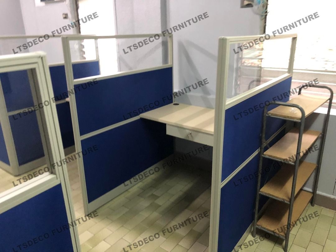 workstation bpo table office partition with glass panel modular cubicle ...