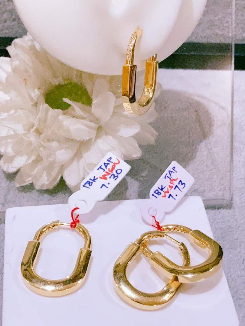 18K Japan Gold lock earrings, Women's Fashion, Jewelry & Organizers ...