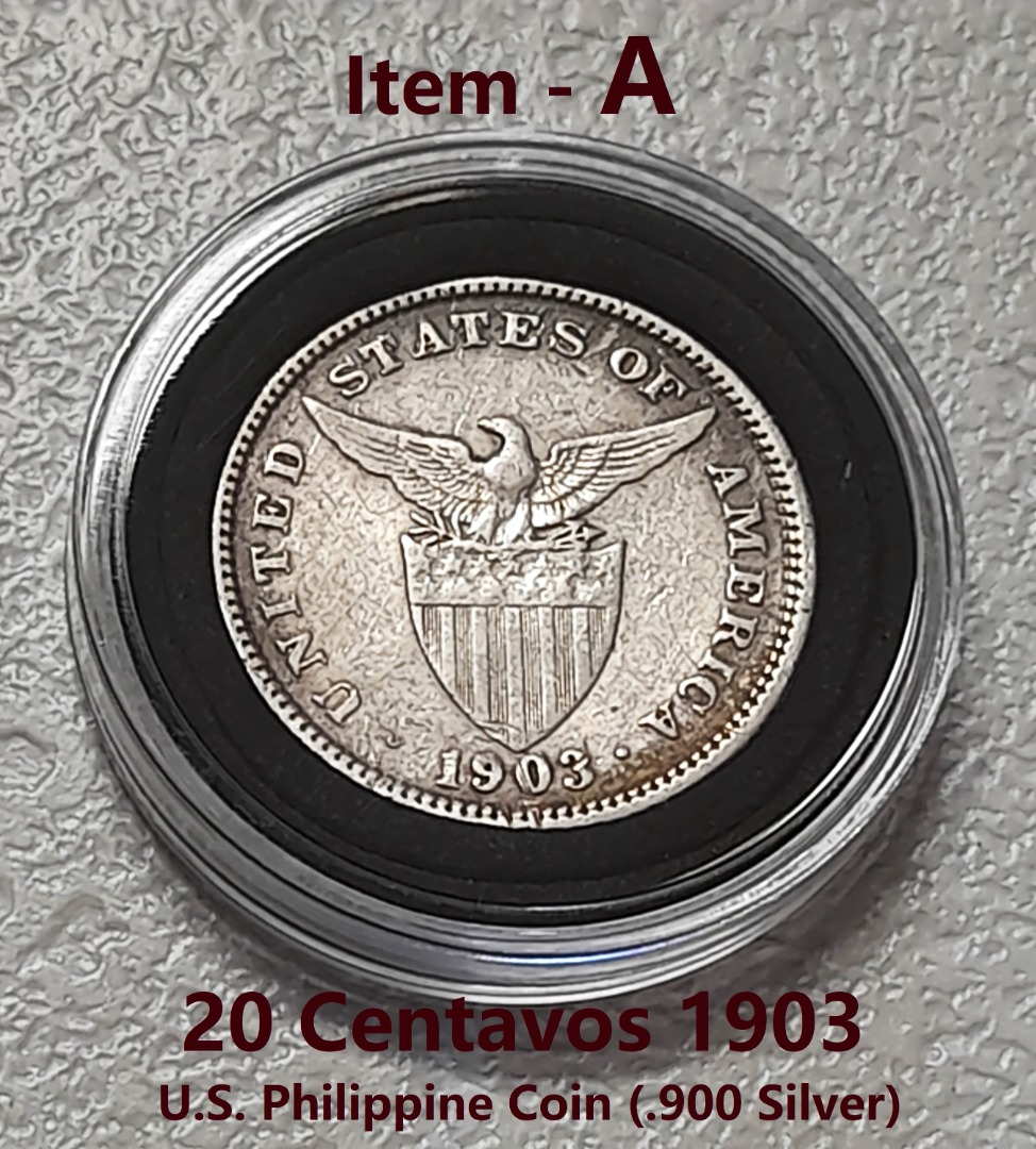 1903 Twenty Centavos - U.S. Philippine Era - Silver .900 Coin ...
