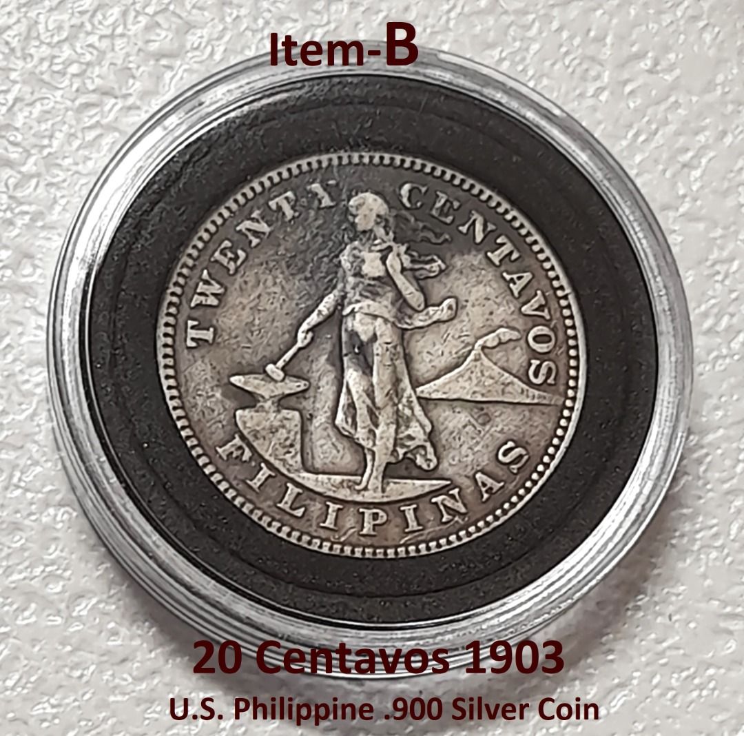 1903 Twenty Centavos - U.S. Philippine Era - Silver .900 Coin ...