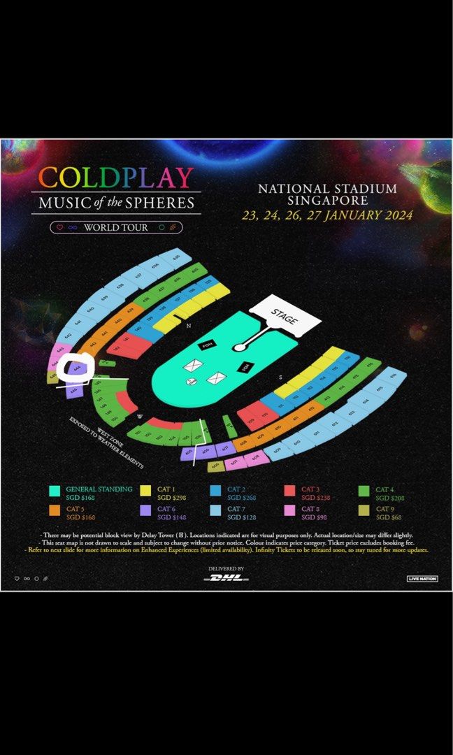 1 x Coldplay Cat 6 ticket (31st Jan), Tickets & Vouchers, Event Tickets ...