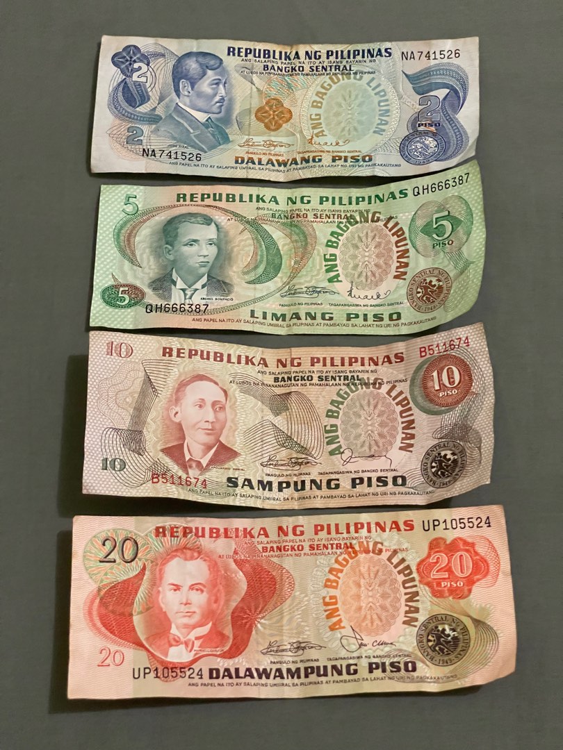2 piso, 5 piso, 10 piso and 20 piso Philippine bank notes, Hobbies ...