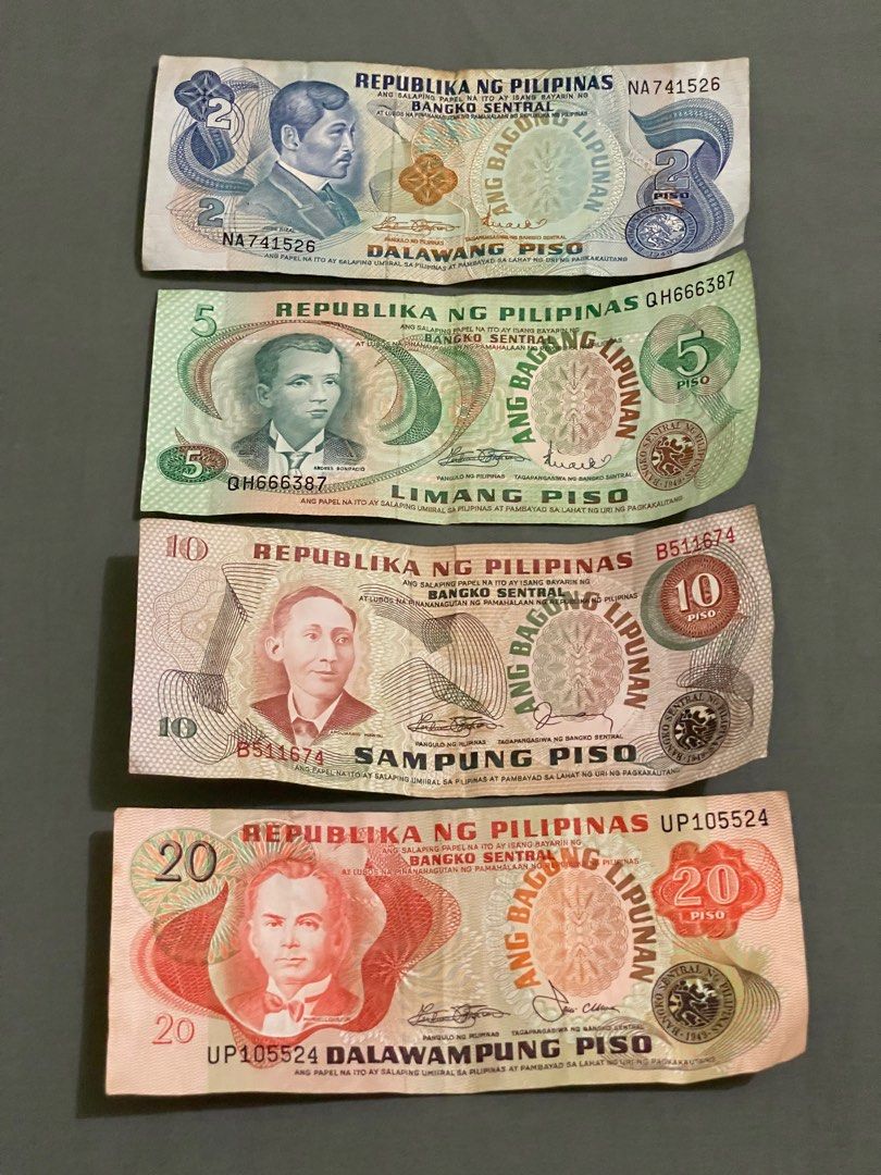 2 piso, 5 piso, 10 piso and 20 piso Philippine bank notes, Hobbies ...