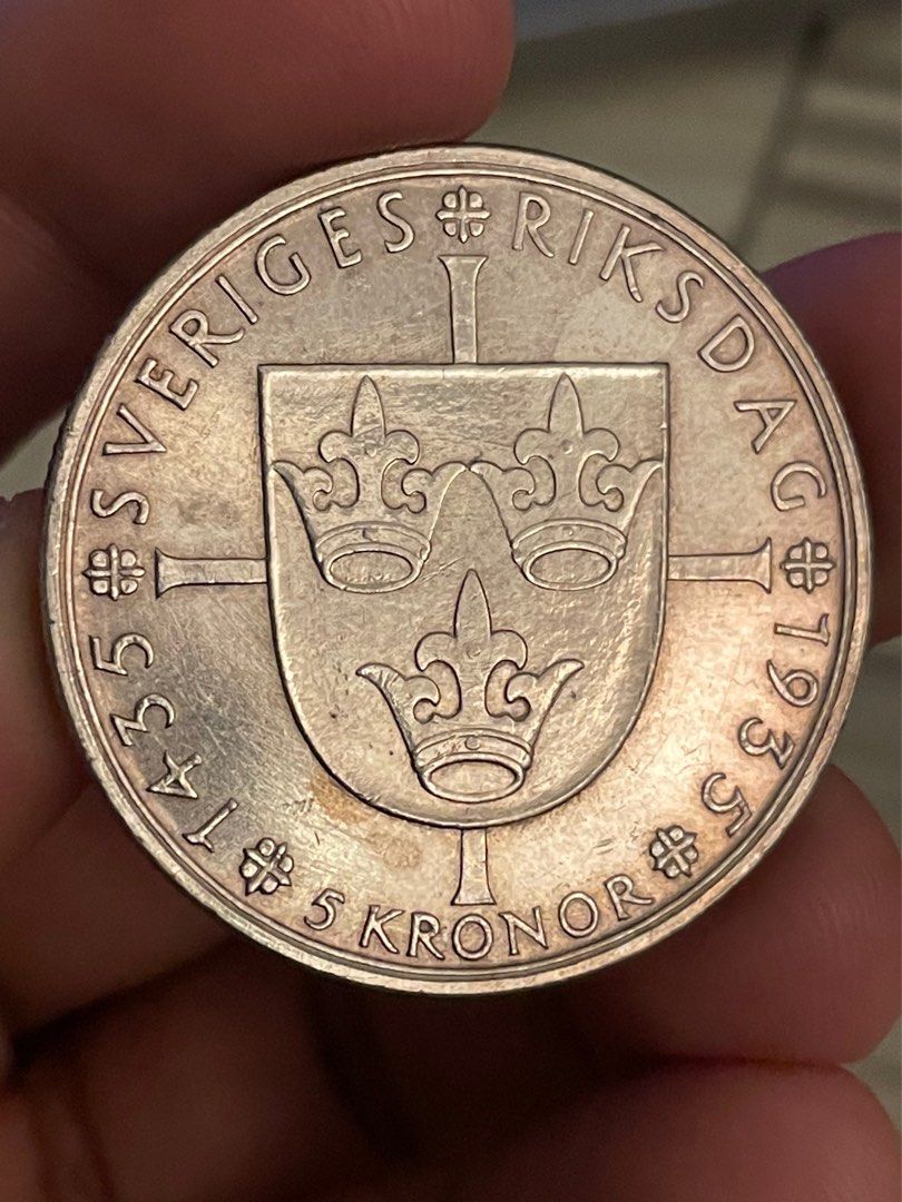 5 kroner Sweden silver coin Commerative currency collector old, Hobbies ...