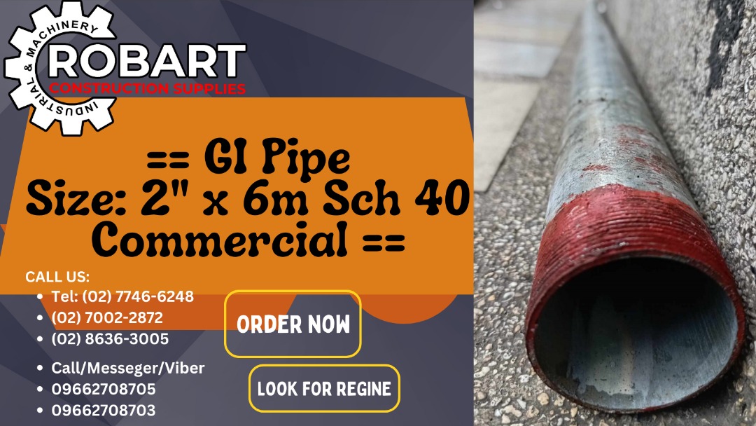 == GI Pipe Size: 2" x 6m Sch 40 Commercial ==, Commercial & Industrial ...