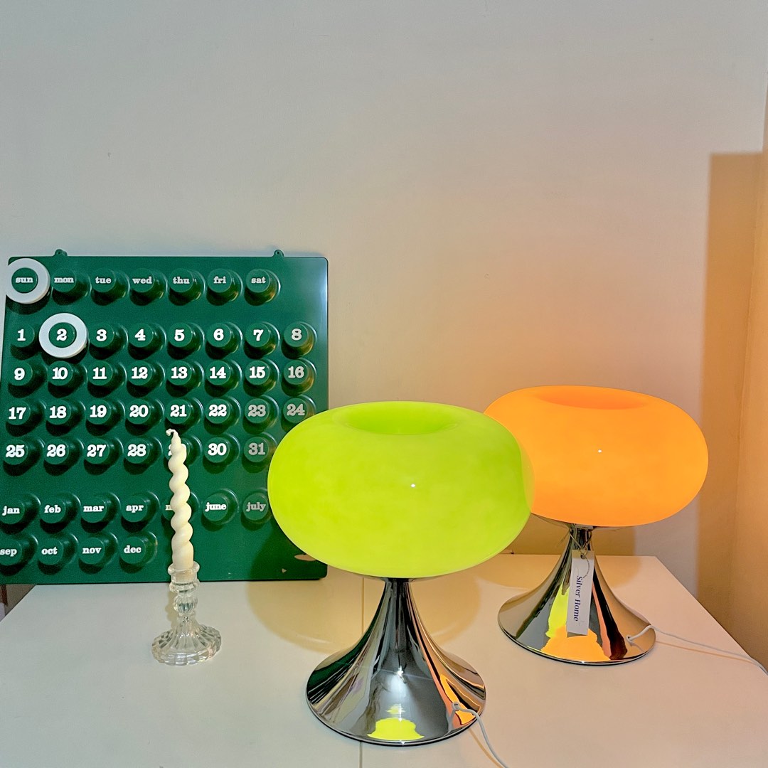 Aesthetic bauhaus table ambient lamp prisma orange green, Furniture ...