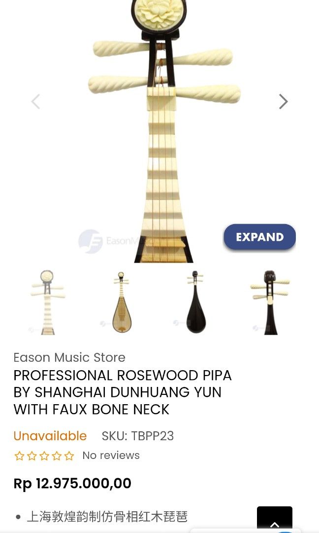Alat musik tradisional china Pipa, Musik & Media, Alat di Carousell
