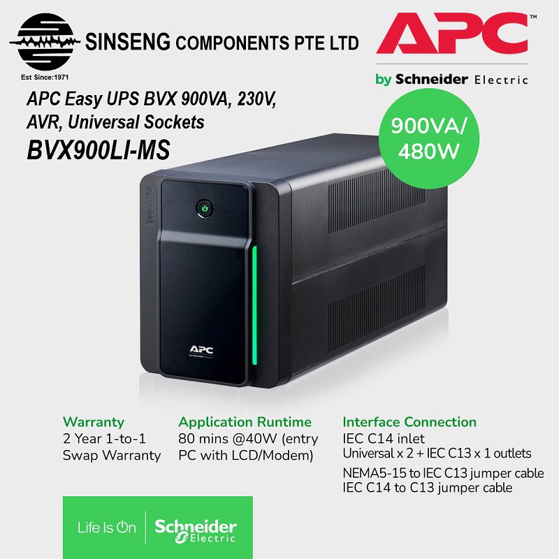 APC UPS Battery BACKUP 900VA, 230V, AVR, Universal Sockets [Order Model ...
