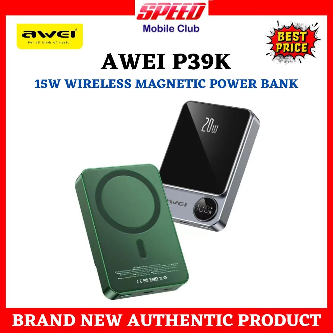 AWEI P39K 15W Wireless Magnetic 10000mAh Power Bank / 22.5W 5A PD 20W ...