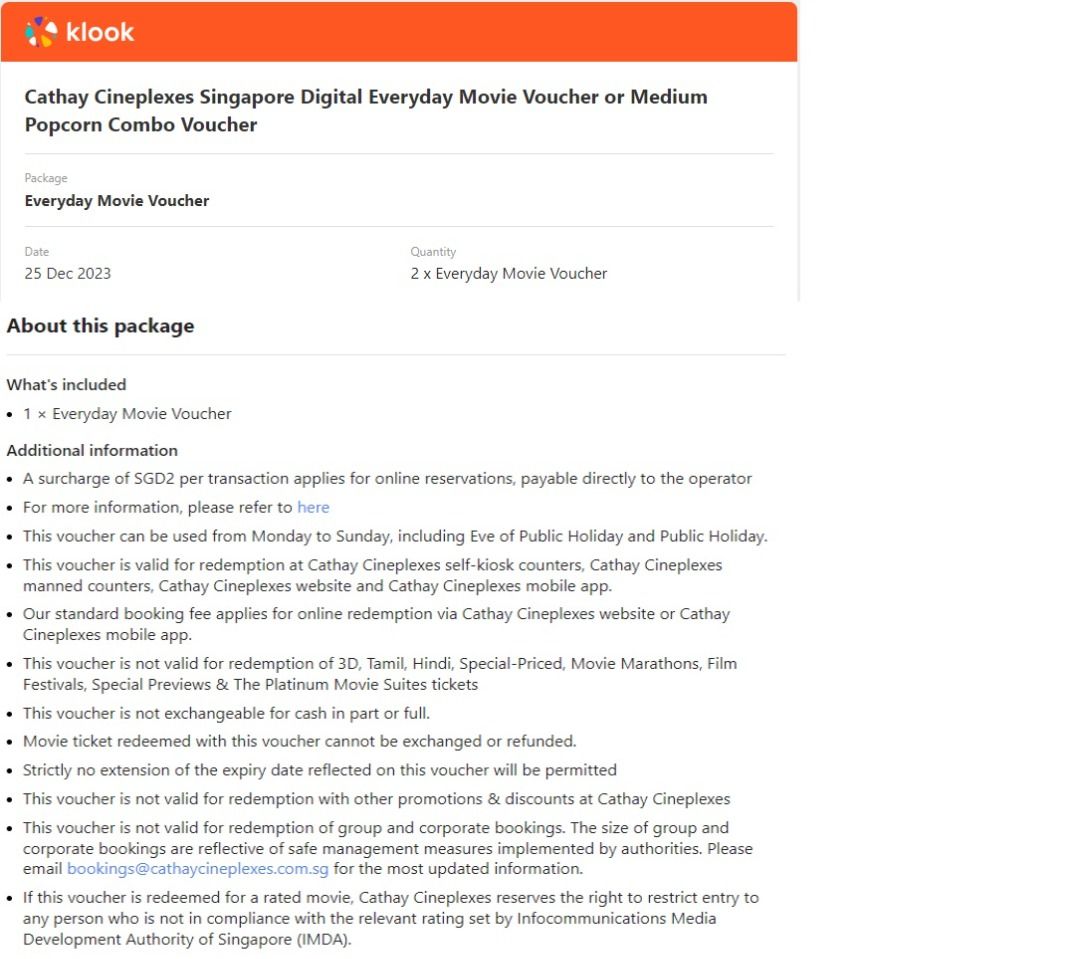 Cathay Cineplexes Singapore Digital Everyday Movie Voucher, Tickets ...