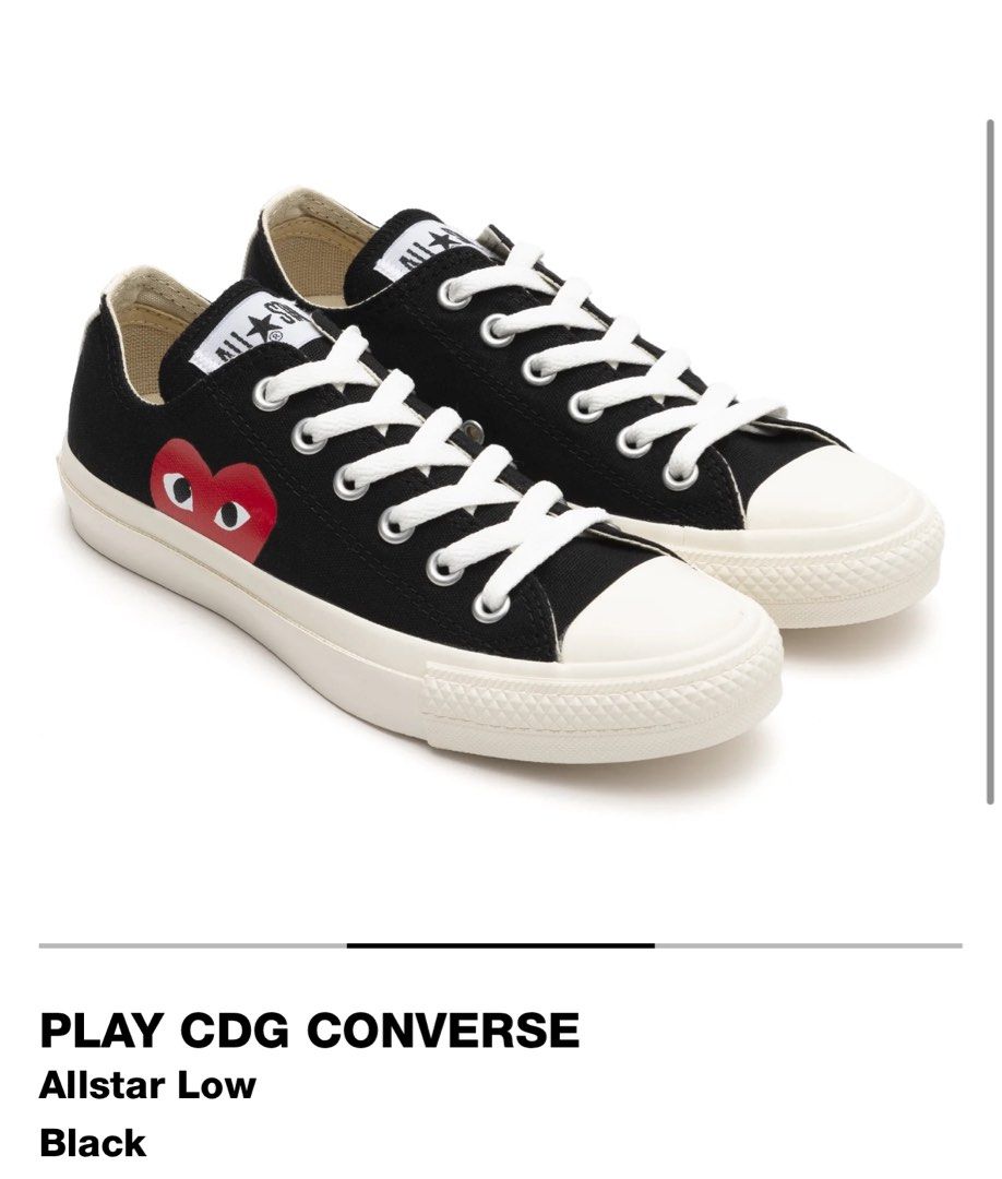 全新日版 CDG Play x Converse 黑色紅心匡威 US6.5 Jpn25, 女裝, 鞋, 波鞋 - Carousell