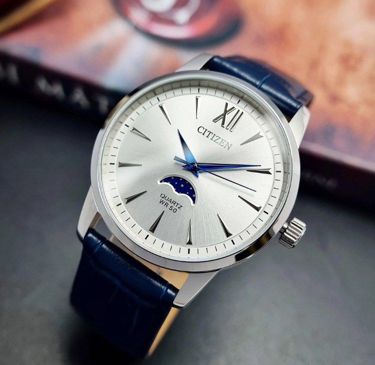 Citizen Moonphase/Moon phase Silver Dial Quartz AK5000-03A Men's Watch ...