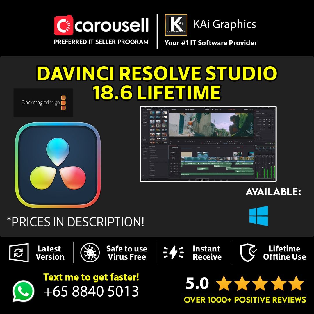 DaVinci Resolve Studio 18.6 Lifetime FREE Components (For Windows use ...
