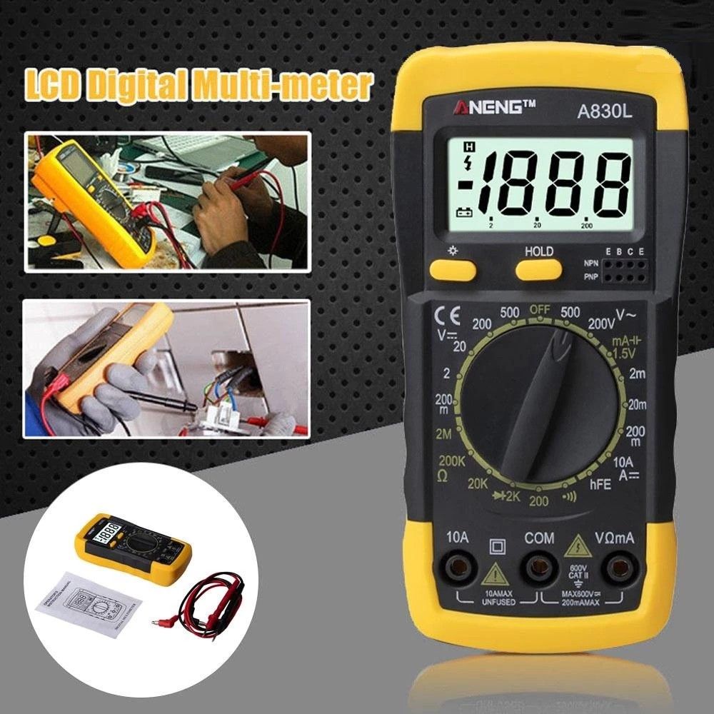 Digital LCD Voltmeter Ammeter Ohmmeter Multimeter Volt AC DC Tester ...