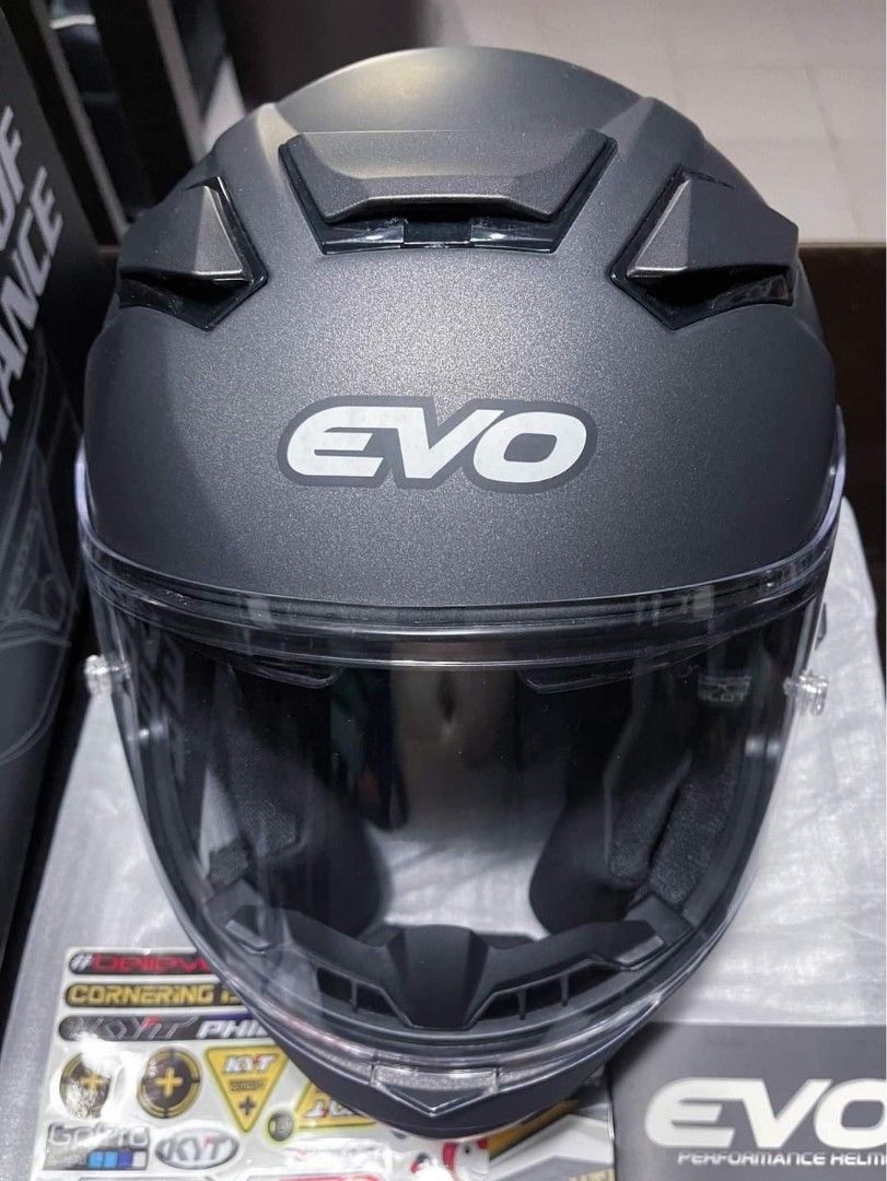 EVO Matte Titanium Helmet (Original), Motorbikes, Motorbike Parts ...