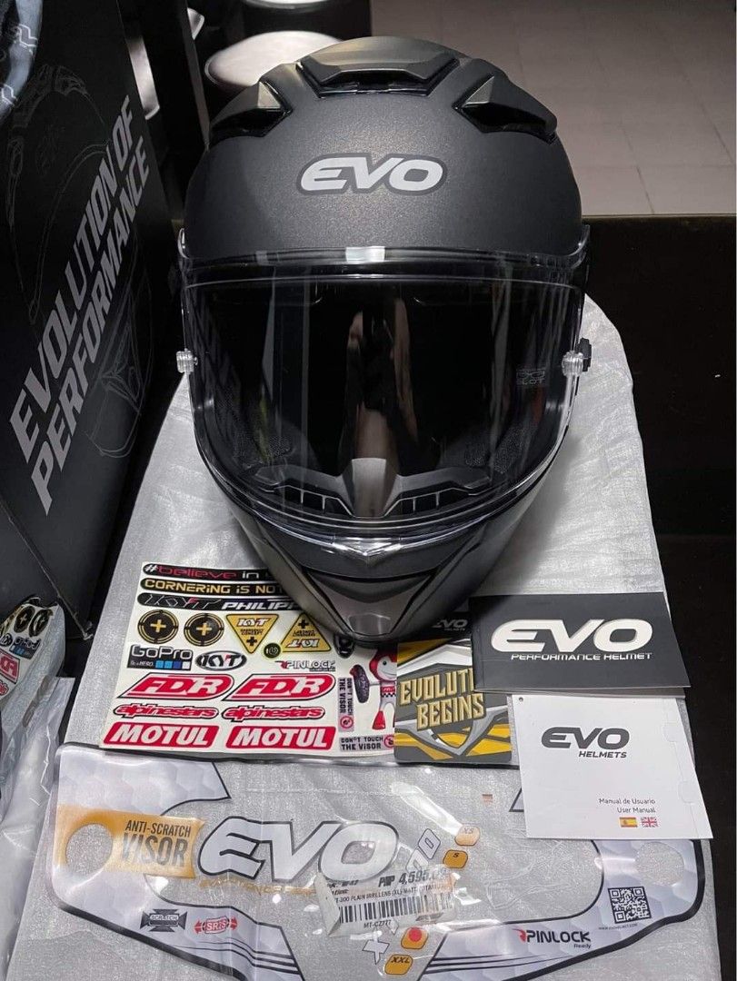 EVO Matte Titanium Helmet (Original), Motorbikes, Motorbike Parts ...