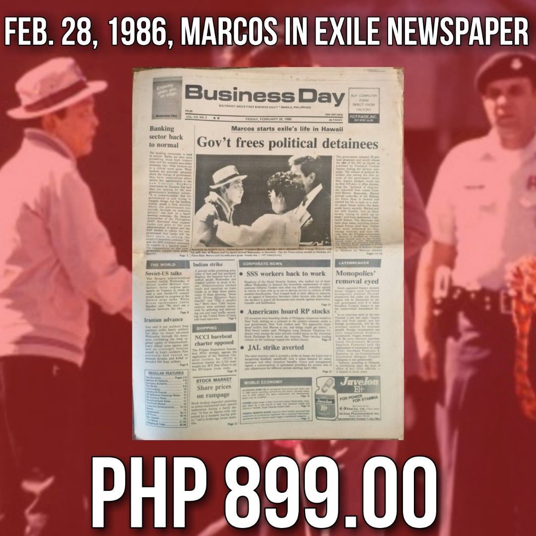 (EXTREMELY RARE) Feb. 28, 1986 Marcos In Exile Newspaper, Hobbies ...