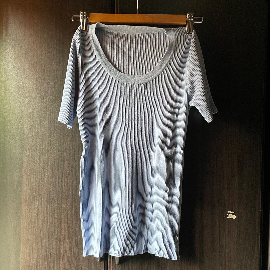 Fit Light Blue Blouse, Women's Fashion, Tops, Blouses on Carousell