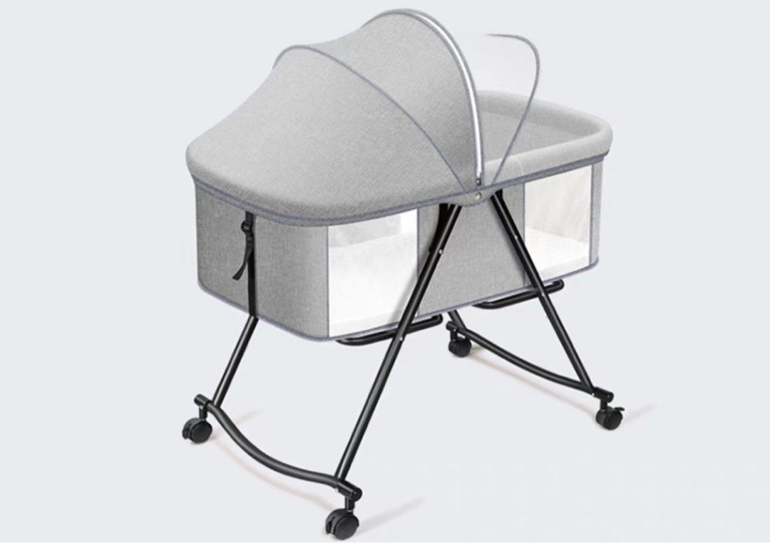 Grey Baby Cot with wheels, Babies & Kids, Baby Nursery & Kids Furniture ...