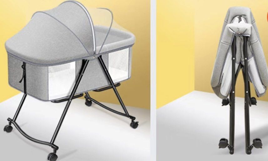 Grey Baby Cot with wheels, Babies & Kids, Baby Nursery & Kids Furniture ...
