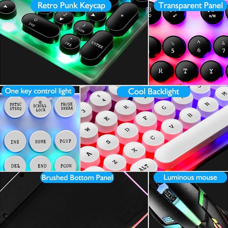 GTX300 Mechanical Wired Keyboard Mouse Set LED Backlight RGB Mechanical ...