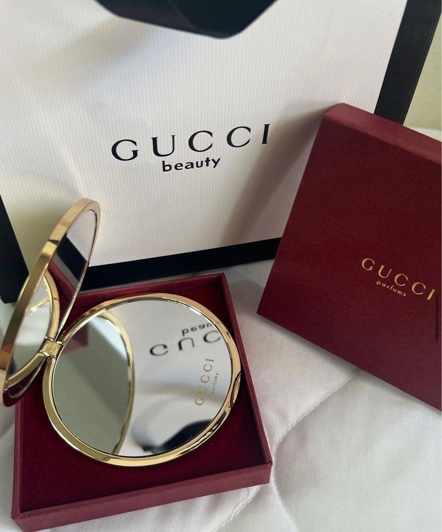 Gucci beauty (gucci parfums) mirror with box and paper bag, Furniture ...