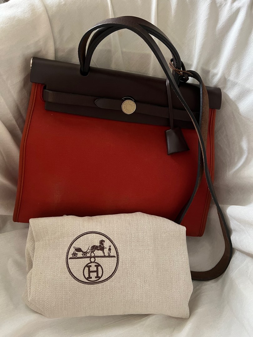 Hermes Herbag Zip Brick Red / Dark Brown, Luxury, Bags & Wallets on ...
