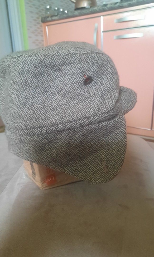 herringbone topi ushanka flat cap ear cover topi winter gunung vintage ...